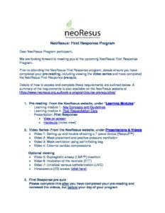 Pre-reading for NeoResus First Response Program-2022 | NeoResus